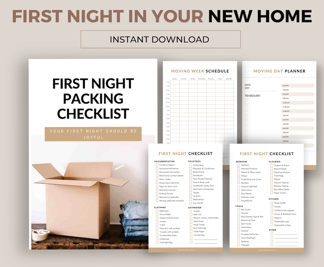 First Night New Home Printable Packing Checklist. Moving Packing ...