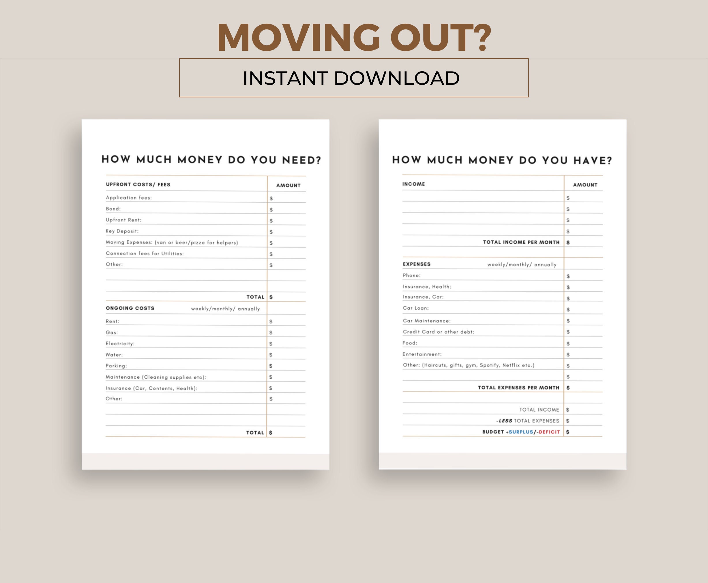 How Much Money Do You Need to Move Out of Home? Moving Budget, First ...