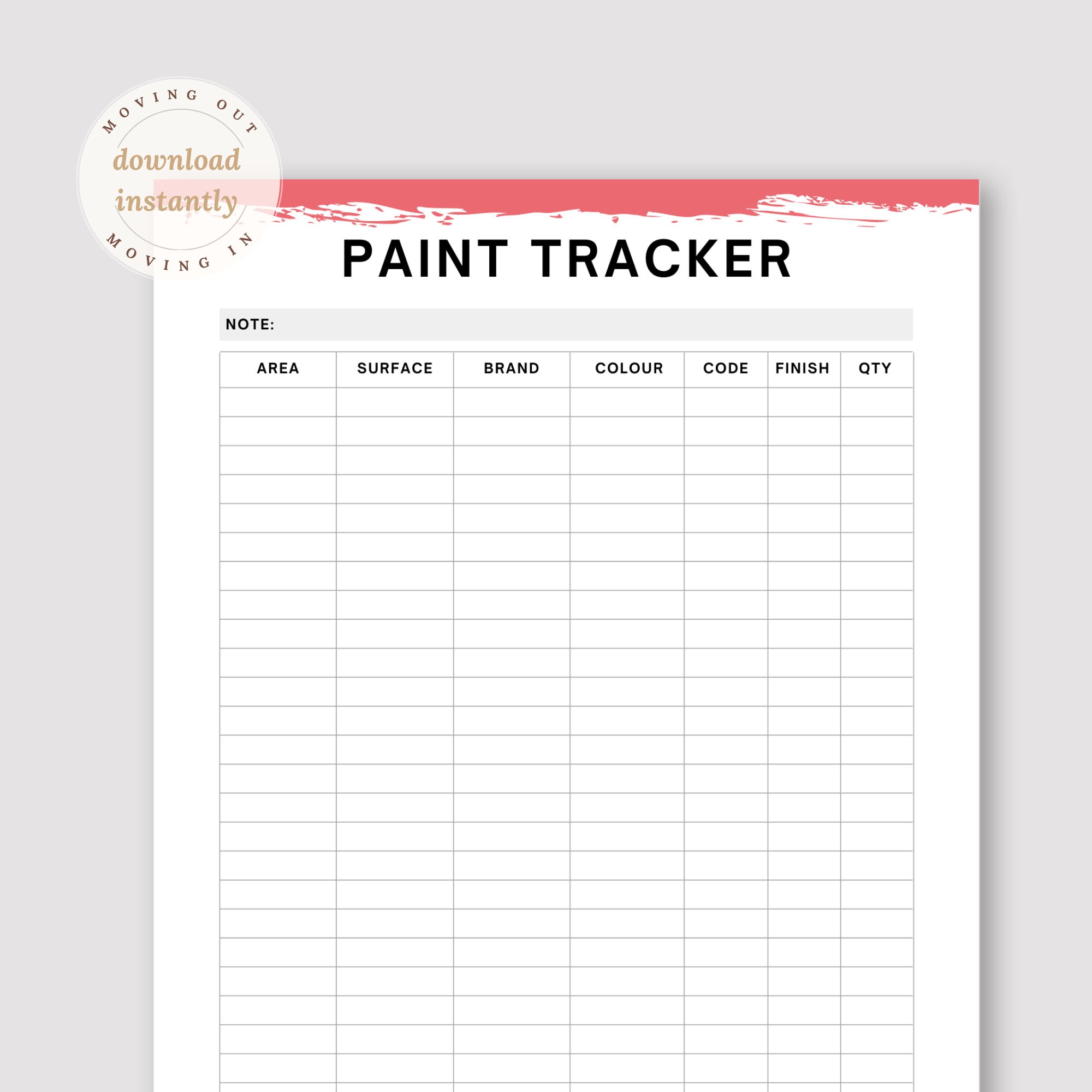 House Paint Tracker, Interior Design, Moving Preparation, Household ...