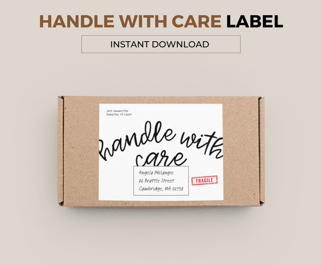 Handle With Care Parcel Label Printable | Care Package Label - Etsy