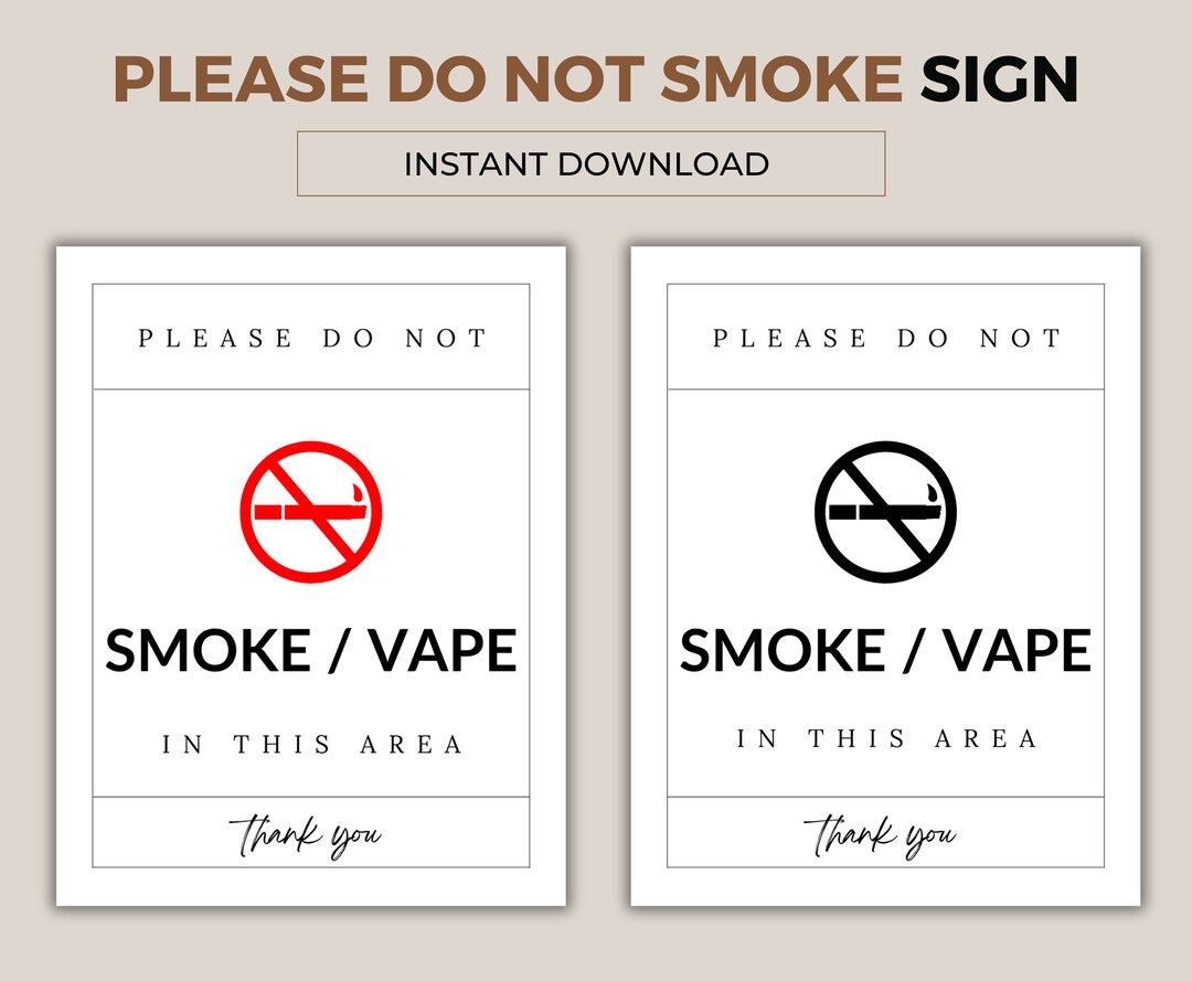 Please Do Not Smoke or Vape Sign. A Subtle Way to Asks Guests - Etsy
