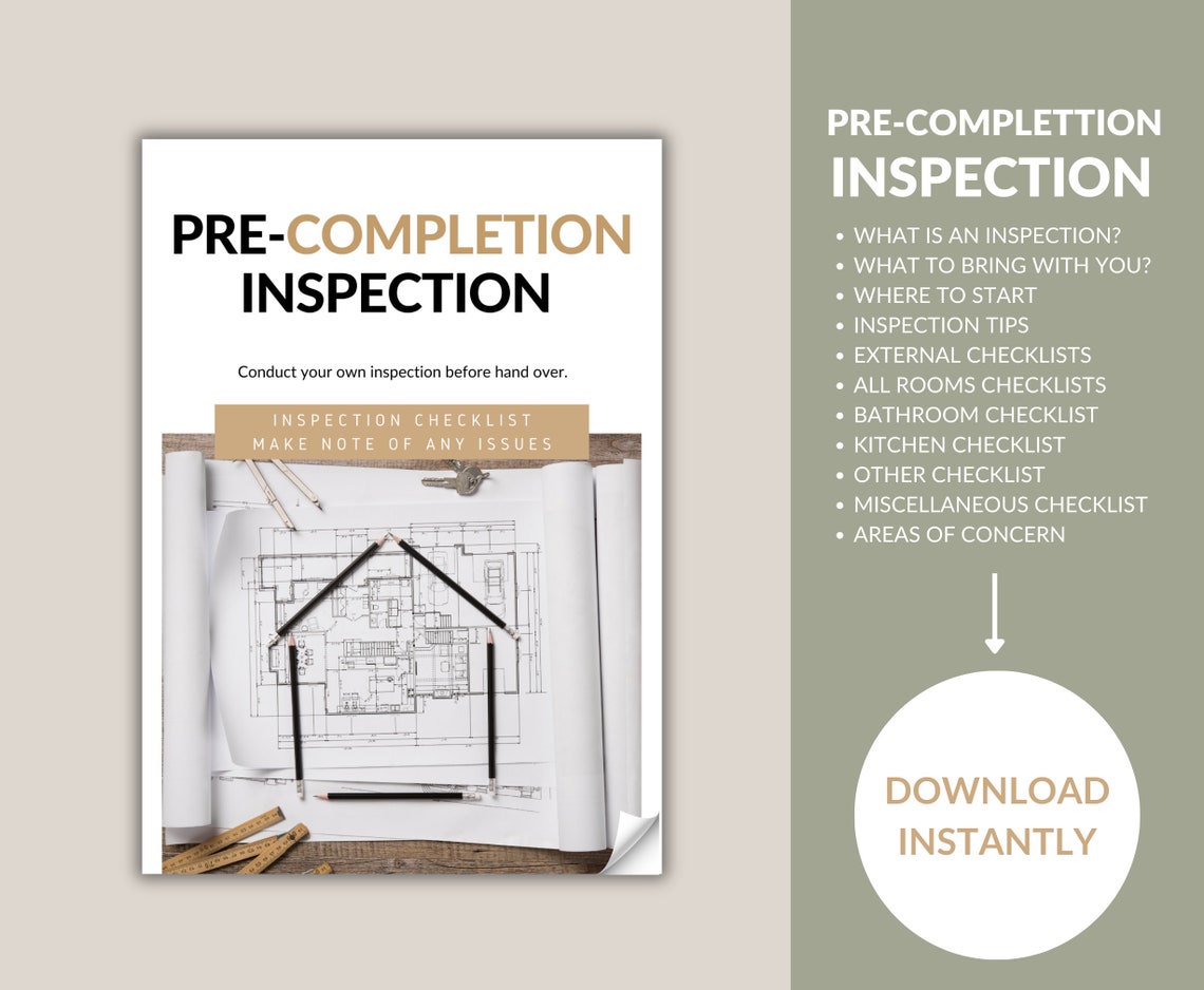 Pre-completion Inspection Checklists. House Inspection Plan ...