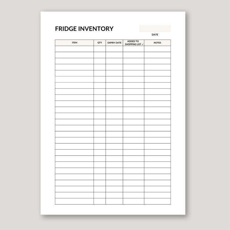 Kitchen Inventory Form. Inventory Tracker, Pantry Organization, New ...