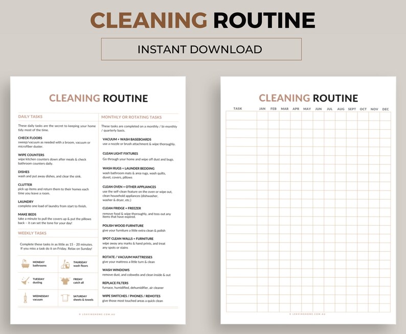 A Simple Cleaning Checklist for Daily, Weekly and Monthly Tasks. Simple ...