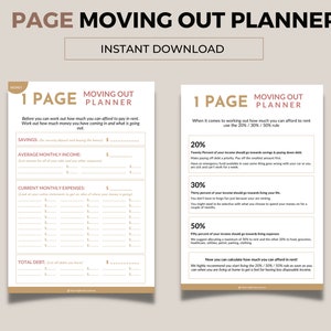 One Page Moving Out Planner. Summarize All the Things You Need to Do ...