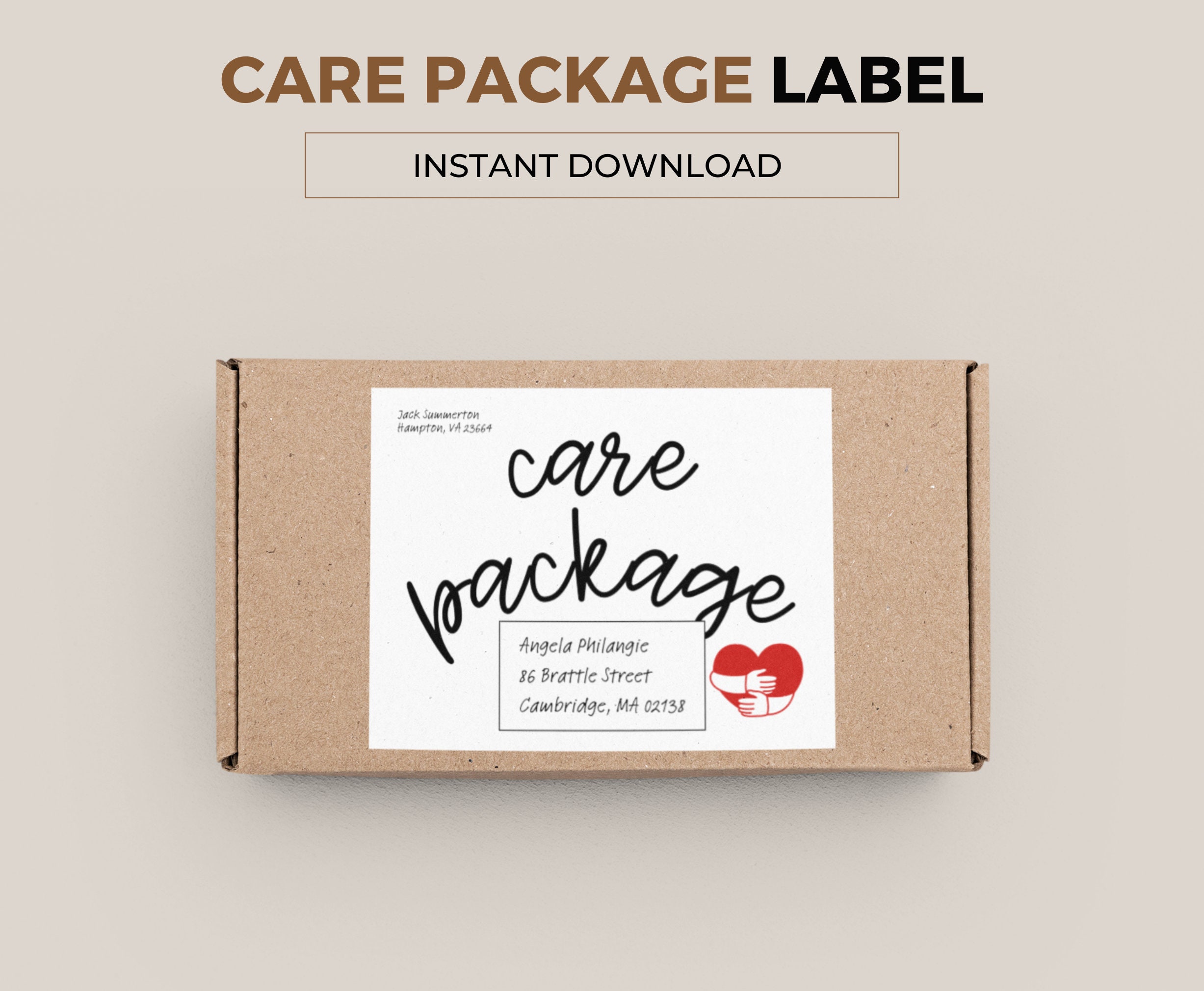 Care Package Parcel Label. A Unique Way to Address Your Gift Package ...