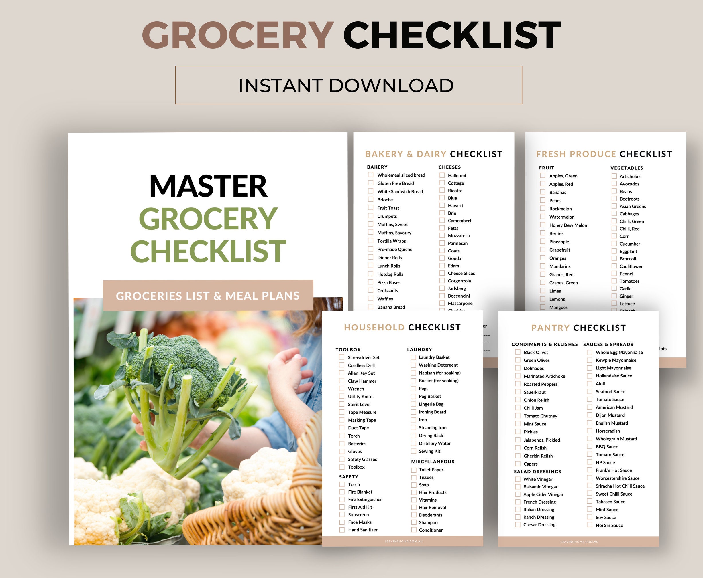 Master Grocery List. Includes Pantry, Fridge and Household Supplies ...
