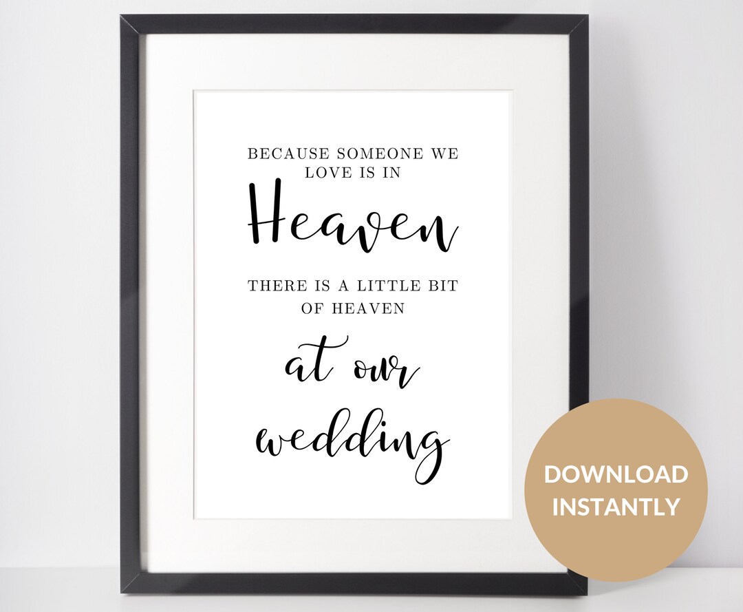 Heaven Wedding Sign: Memorial Printable Decor (PDF) - Etsy