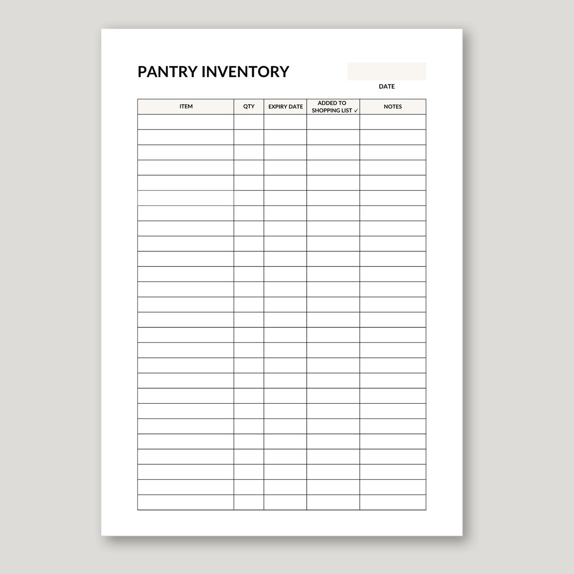 Kitchen Inventory Form. Inventory Tracker, Pantry Organization, New ...