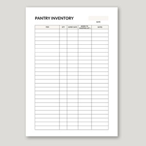 Kitchen Inventory Form. Inventory Tracker, Pantry Organization, New ...