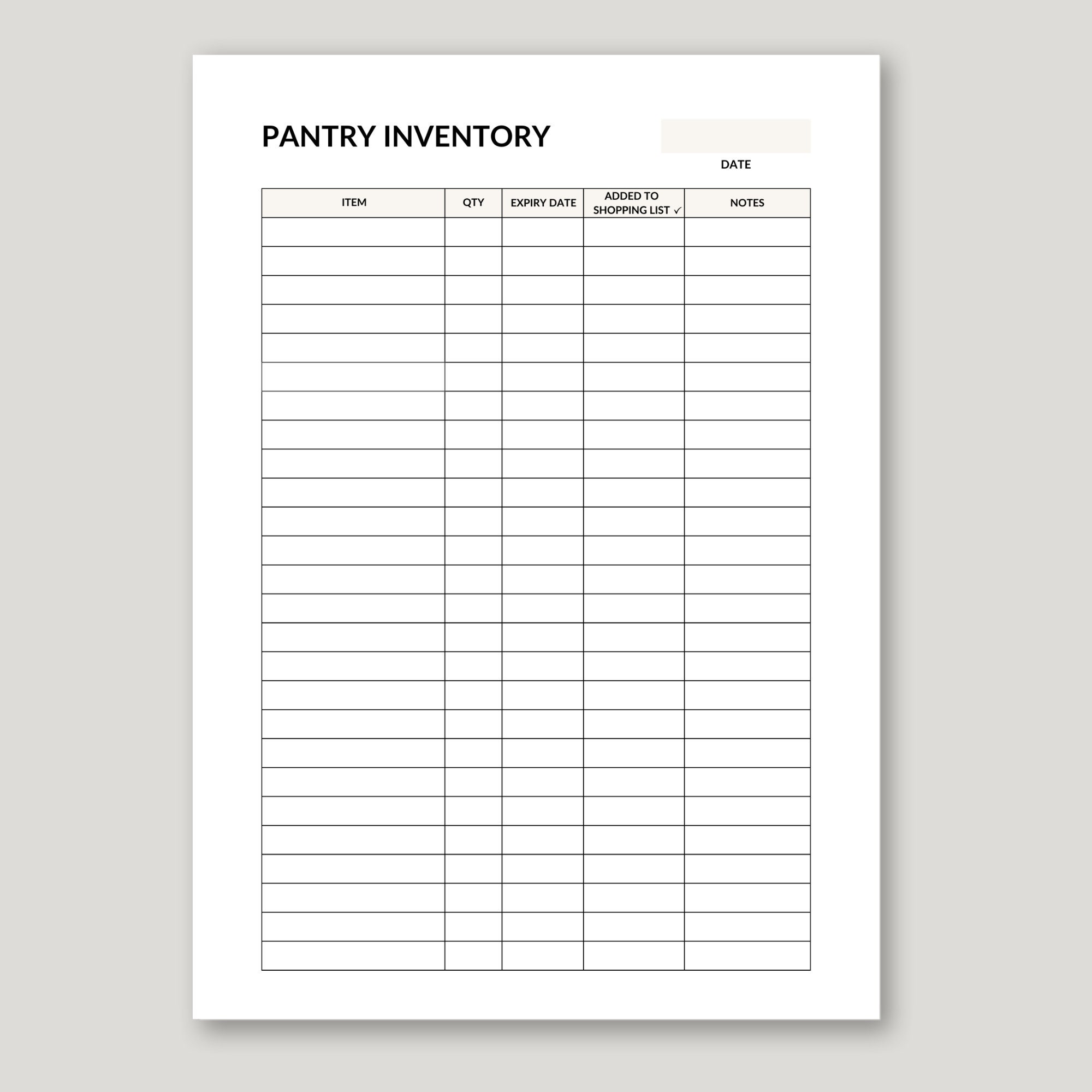 Kitchen Inventory Form. Inventory Tracker, Pantry Organization, New ...