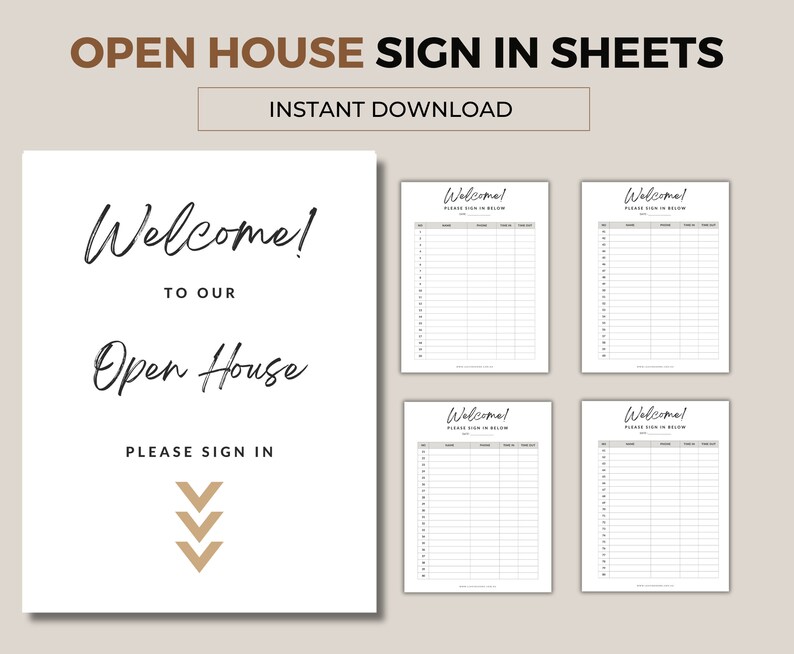 Real Estate Open House Sign-in Sheet: Minimalist Realtor Printable (PDF ...