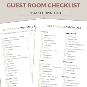 Guest Room Checklist Bundle, Prepare Your Home for Visitors, Overnight ...