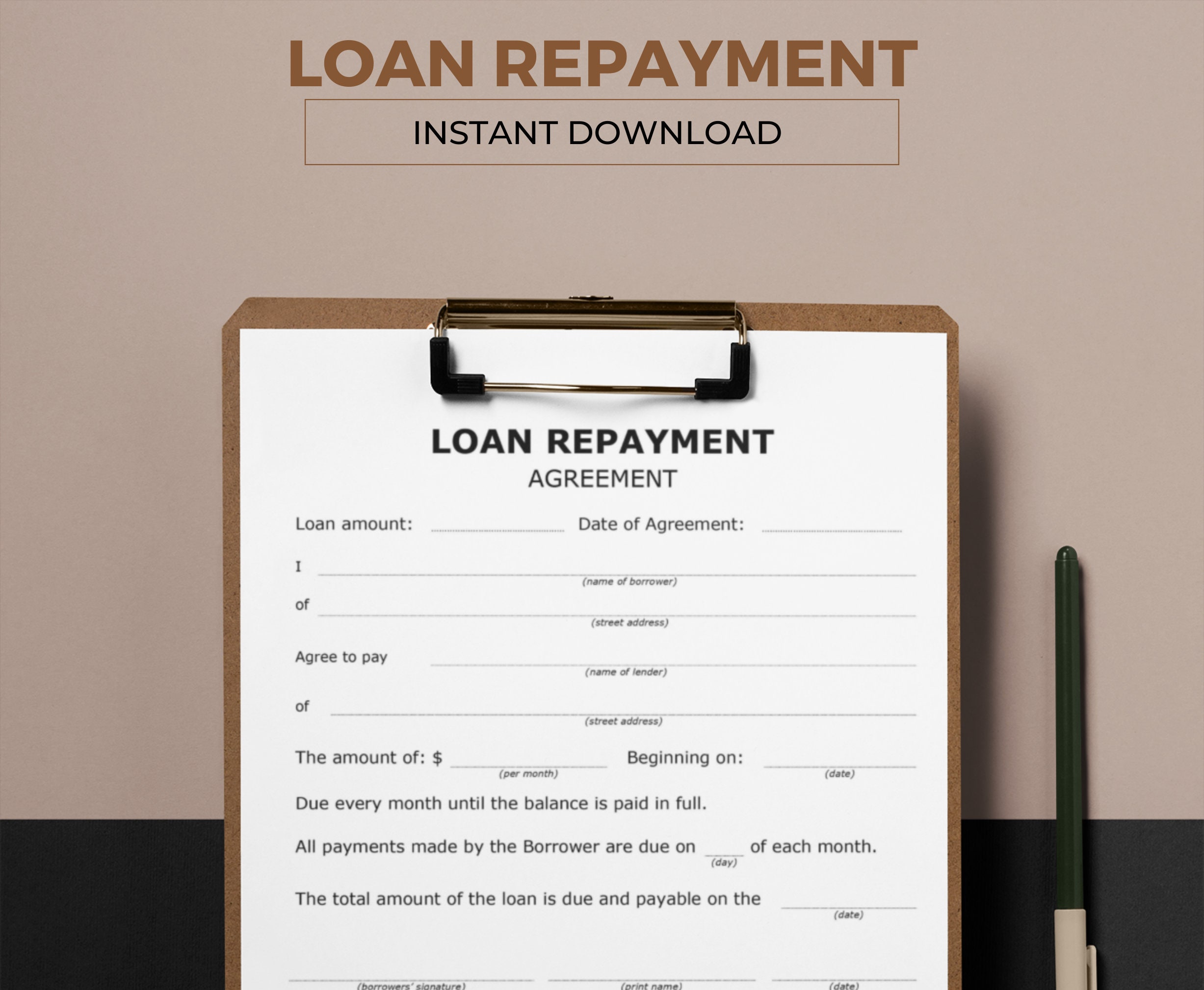 Loan Repayment Agreement Template Free
