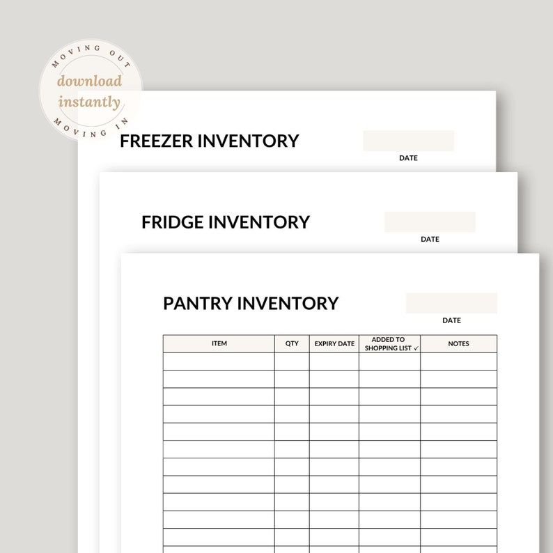 Kitchen Inventory Form. Inventory Tracker, Pantry Organization, New ...