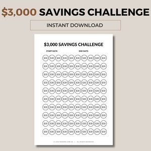 Thirty Dollar Savings Tracker. Save 3,000 Dollars Thirty Dollars at a ...