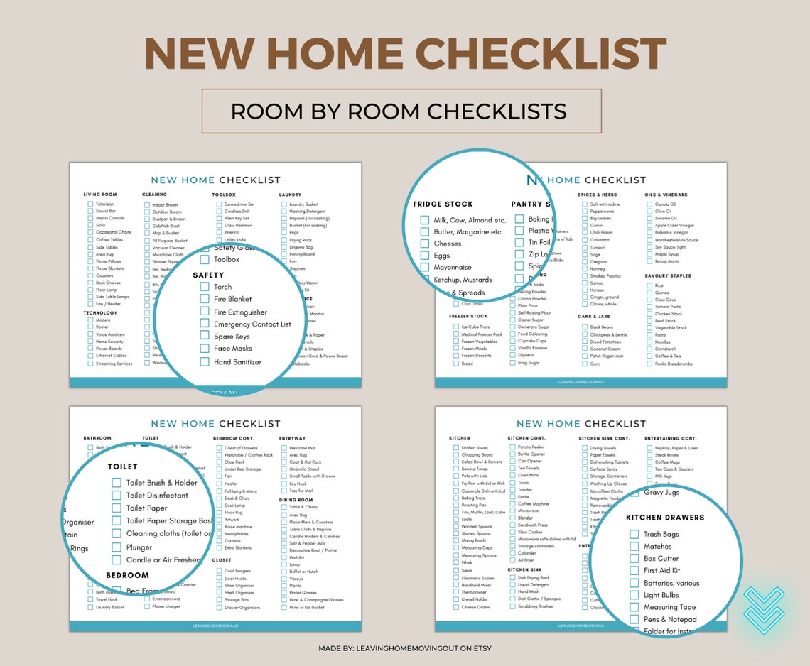 New Home Essentials Checklist. Room by Room Household Items. Home ...