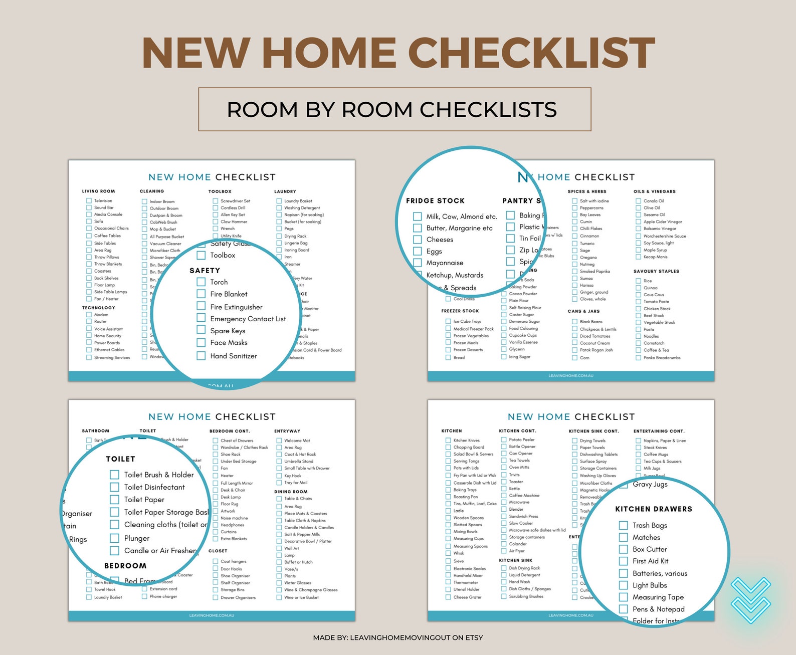 New Home Essentials Checklist. Room by Room Household Items. Home ...