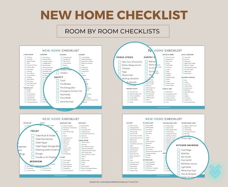 New Home Essentials Checklist. Room by Room Household Items. Home ...