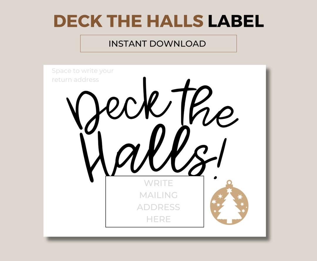 Deck the Halls Parcel Label, Christmas Label, Santa Mail, Xmas Package ...