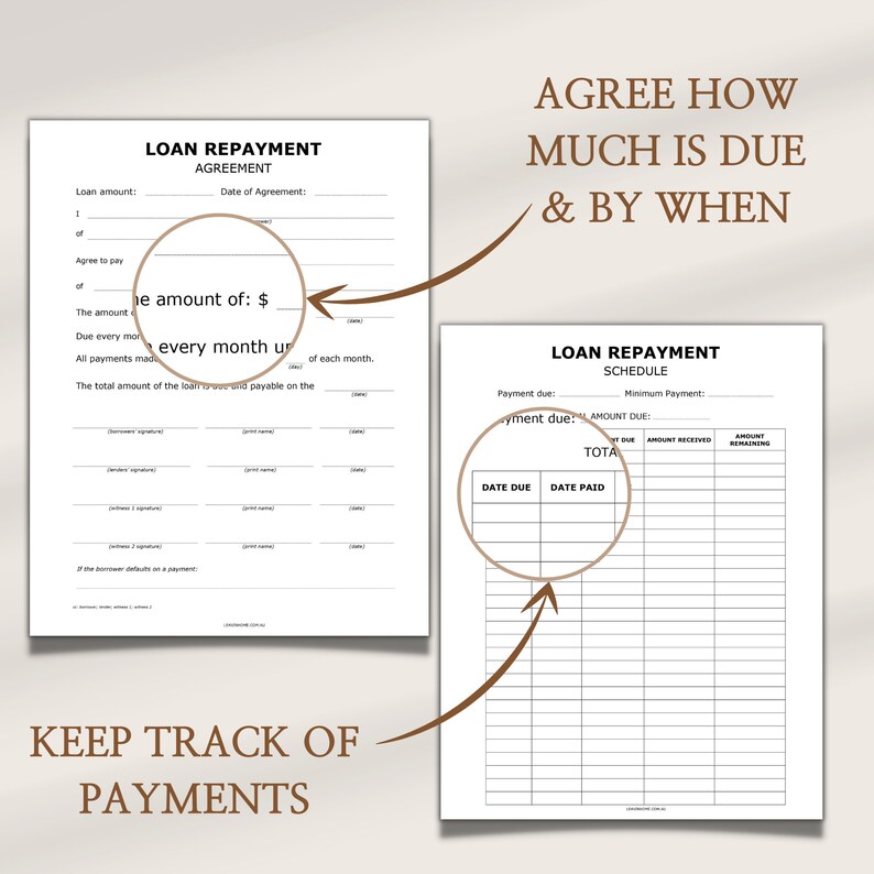 Loan Repayment Agreement Printable | Family & Friend Loan Contract PDF ...