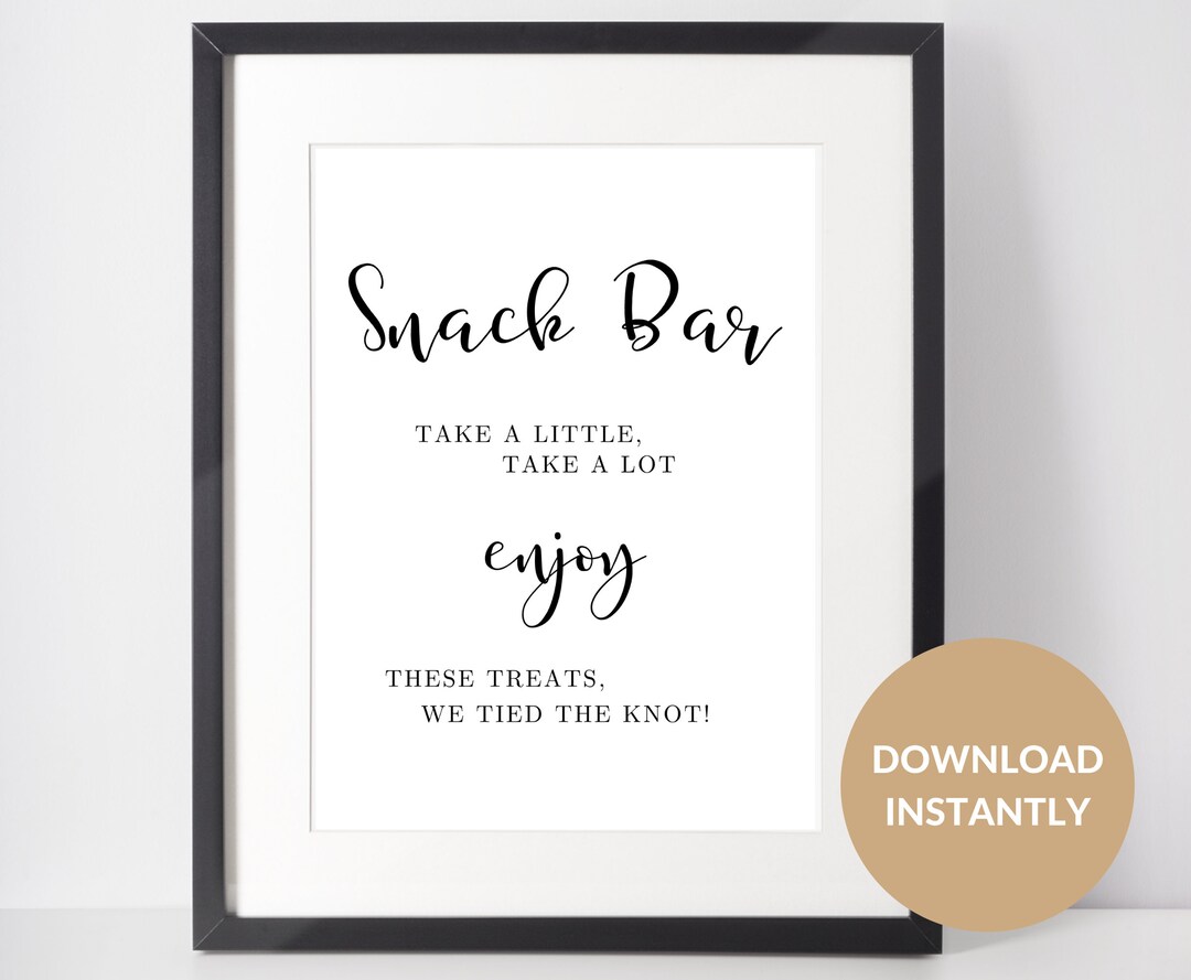 Snack Bar Wedding Sign Printable (PDF) - Etsy