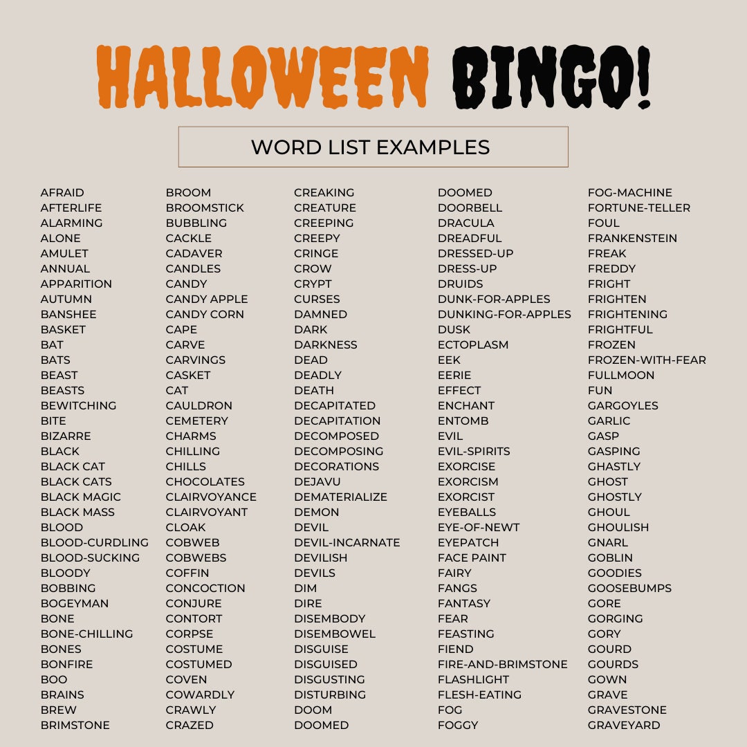 Halloween Bingo Game Cards, 40 Unique Games to Play Before or After ...