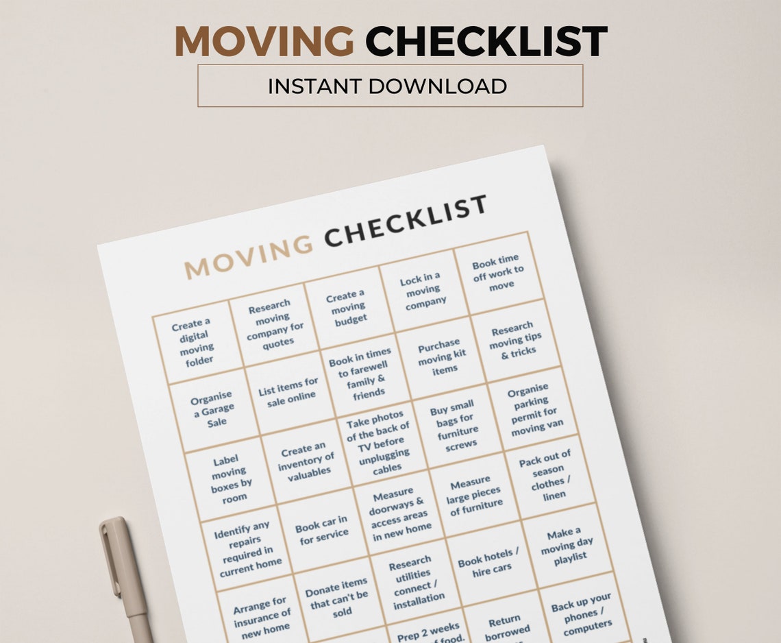 Moving To-do Checklist 69 Steps to Move From Your Old Home to - Etsy