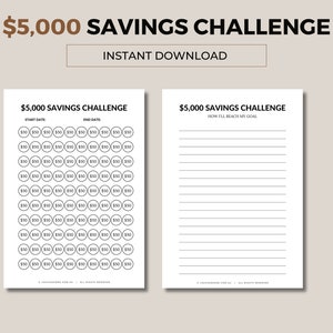 Fifty Dollar Savings Tracker. Save 5000 Dollars 50 Dollars at a Time. A ...