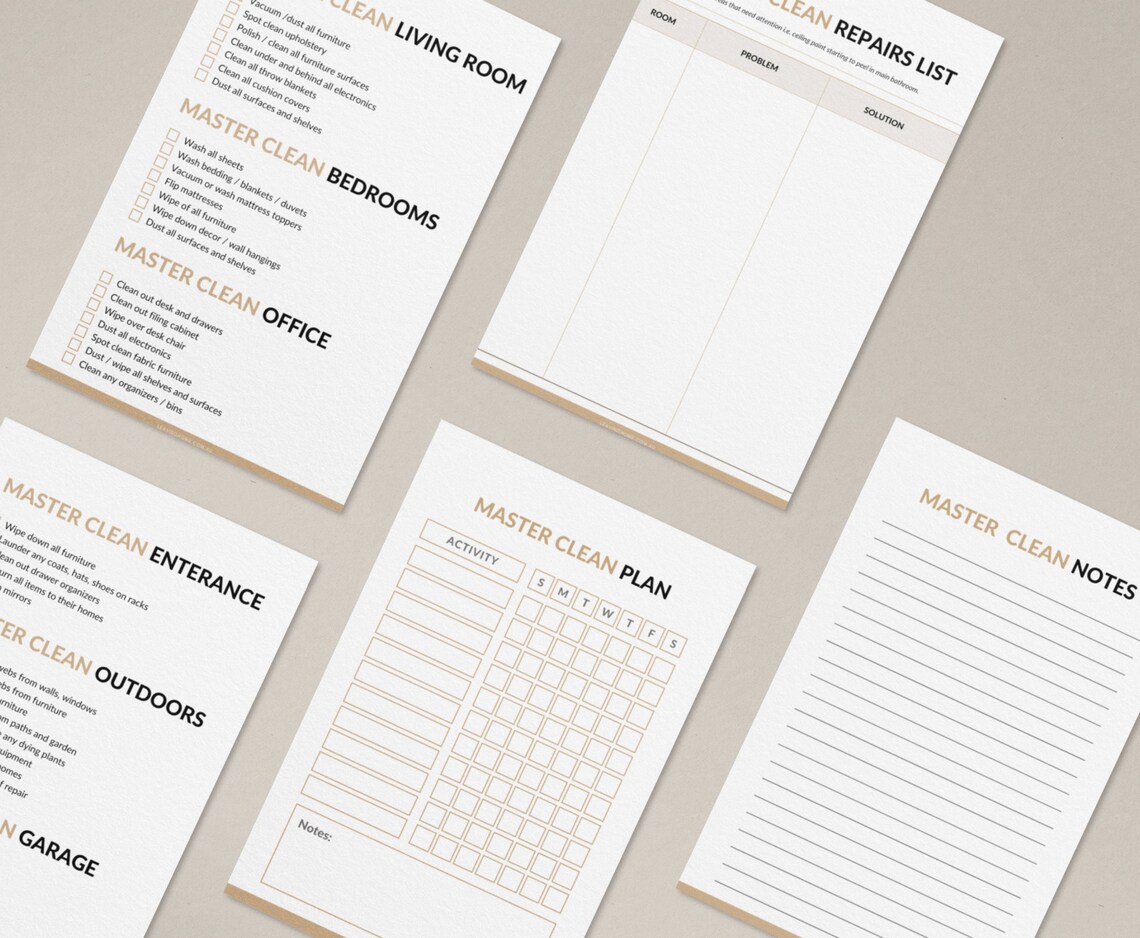 Master Cleaning Checklist, Room by Room Chores, Home Cleaning Schedule ...