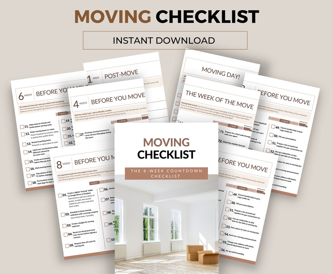 Moving Checklist Printable – 8 Week Moving Planner PDF – Relocation ...