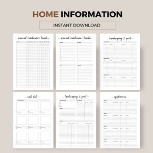 Home Information Book of Records | 74 Pages. Home Maintenance ...
