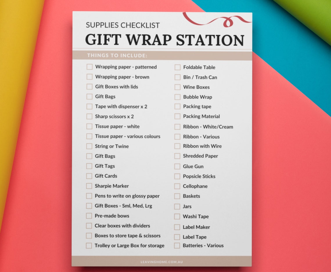 Gift Wrap Station Checklist: Printable Organizer (PDF Download) - Etsy