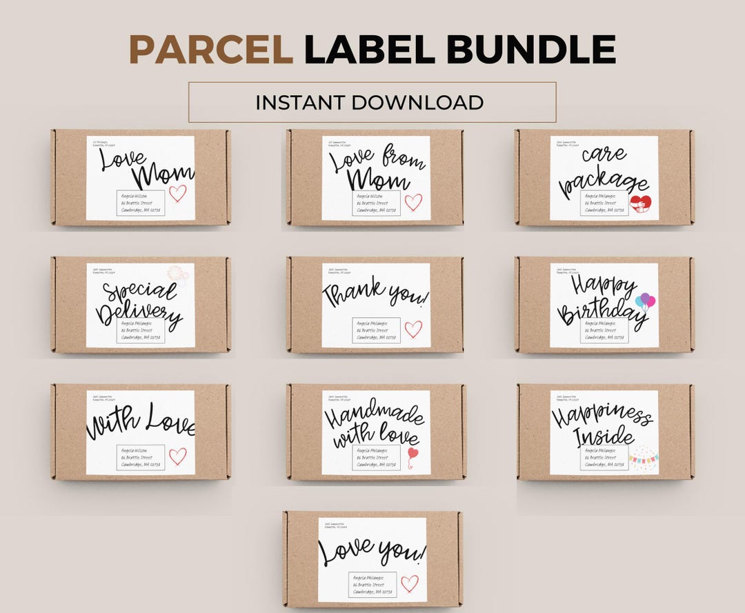 Printable Parcel Label Bundle – Care Package & Gift Shipping Labels PDF ...