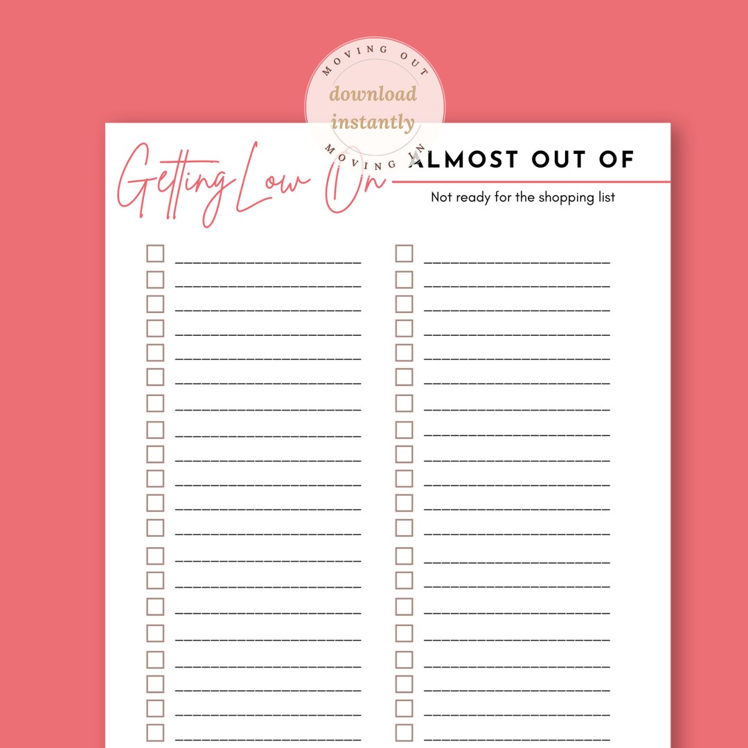 Getting Low on List. Shopping List. Home Organization. Almost Out of ...