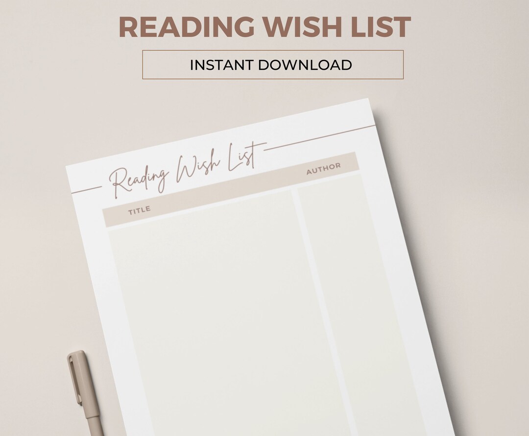 Reading Wish List Printable: Book Tracker & Review (PDF Download) - Etsy