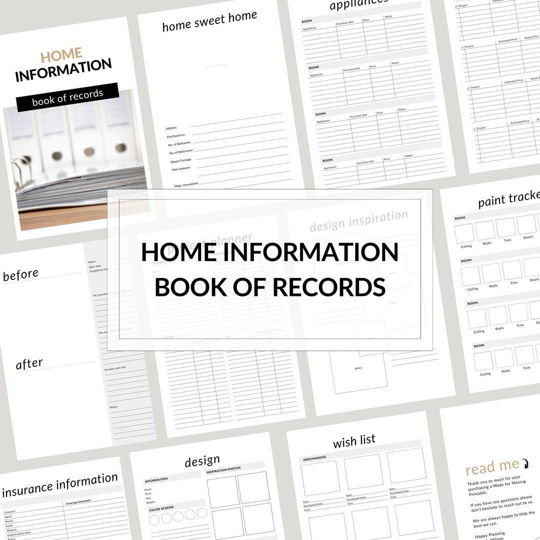 Home Information Book of Records | 74 Pages. Track Home Maintenance ...