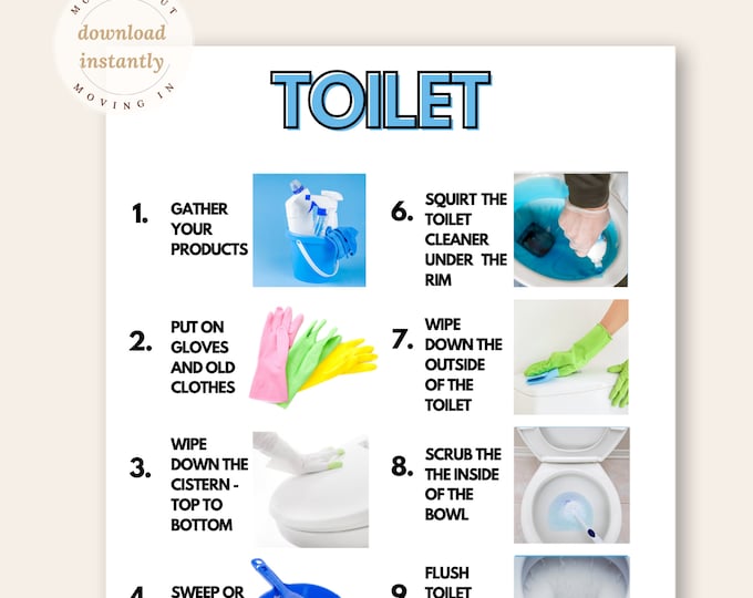 Toilet Step-by-step Cleaning Chore Guides - Etsy Canada