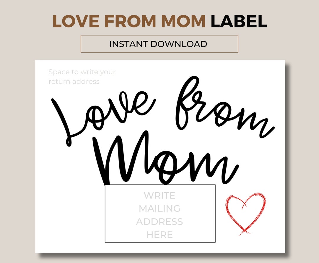 Love From Mom Parcel Label: Printable Gift Address (PDF) - Etsy