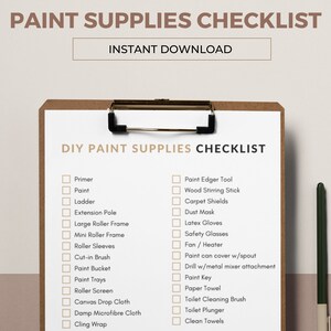 DIY Paint Supplies Checklist Printable | Home Painting Project Planner ...