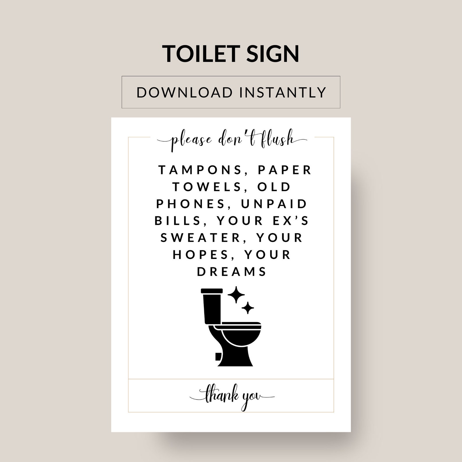 Please Do Not Flush Sign. Bathroom Sign, Toilet, Lavatory, Washroom ...