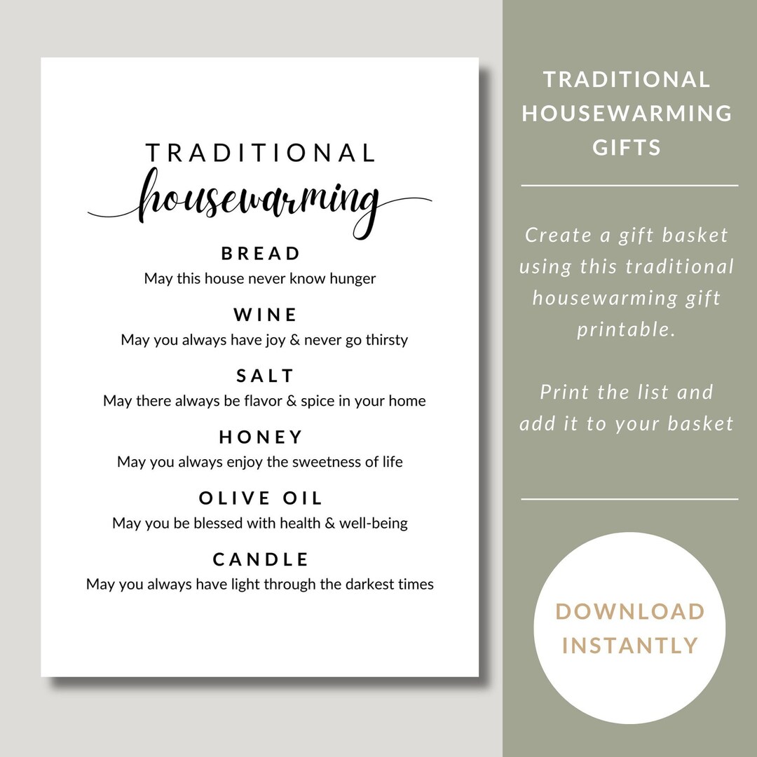 Traditional Housewarming Printable. Gift Basket, New Home Owners Gift ...