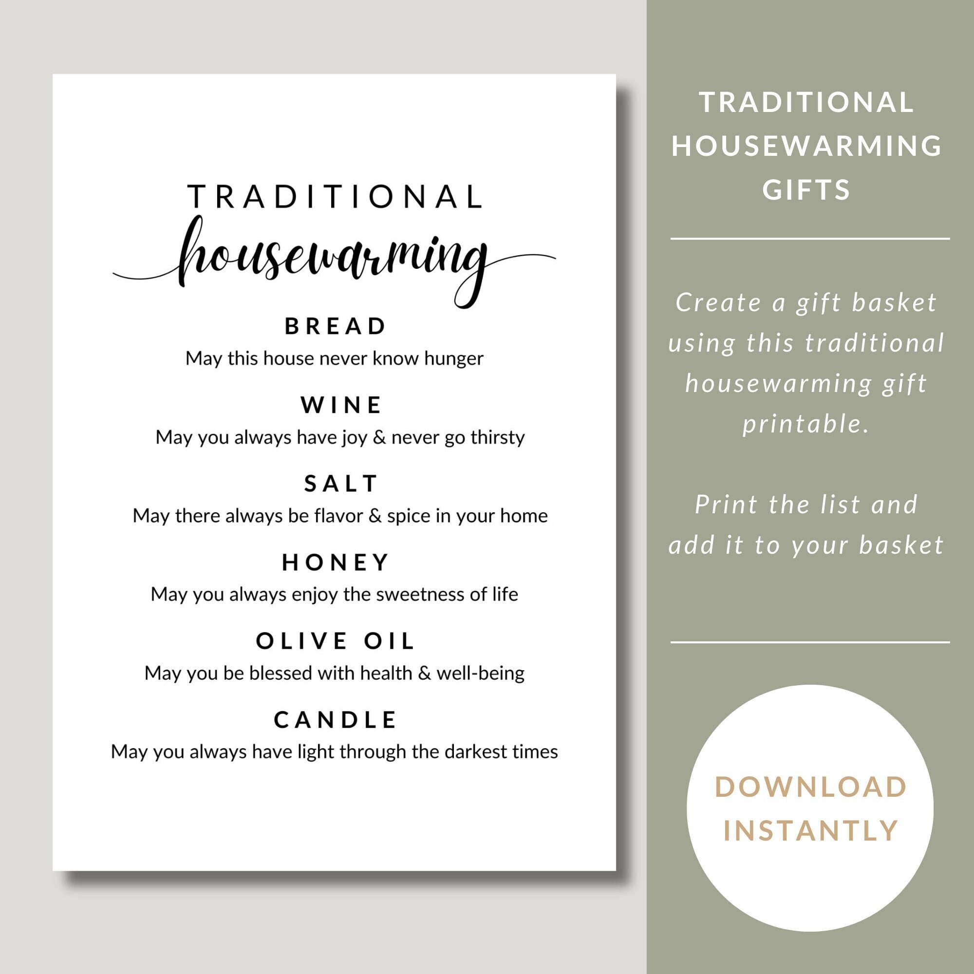 Traditional Housewarming Printable. Gift Basket, New Home Owners Gift ...