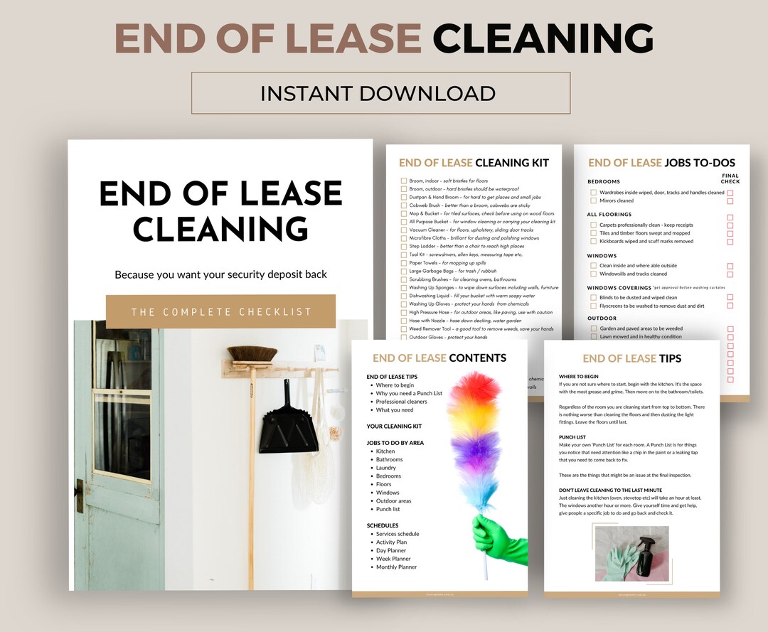 End of Lease Cleaning Checklist – Bond Back & Move Out Cleaning Planner ...