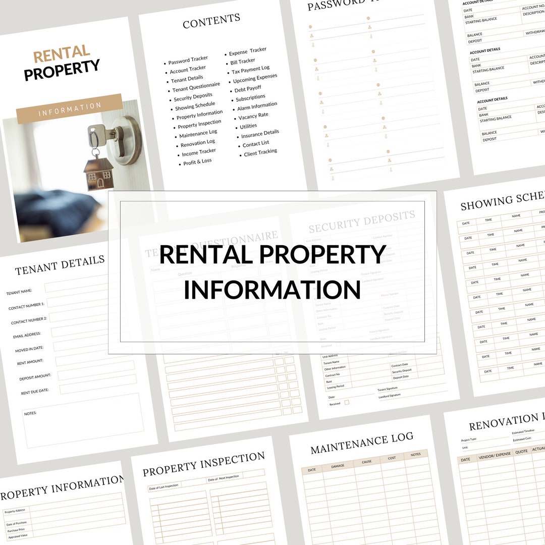 Rental Property Management Binder Printable – Landlord Organizer PDF - Etsy
