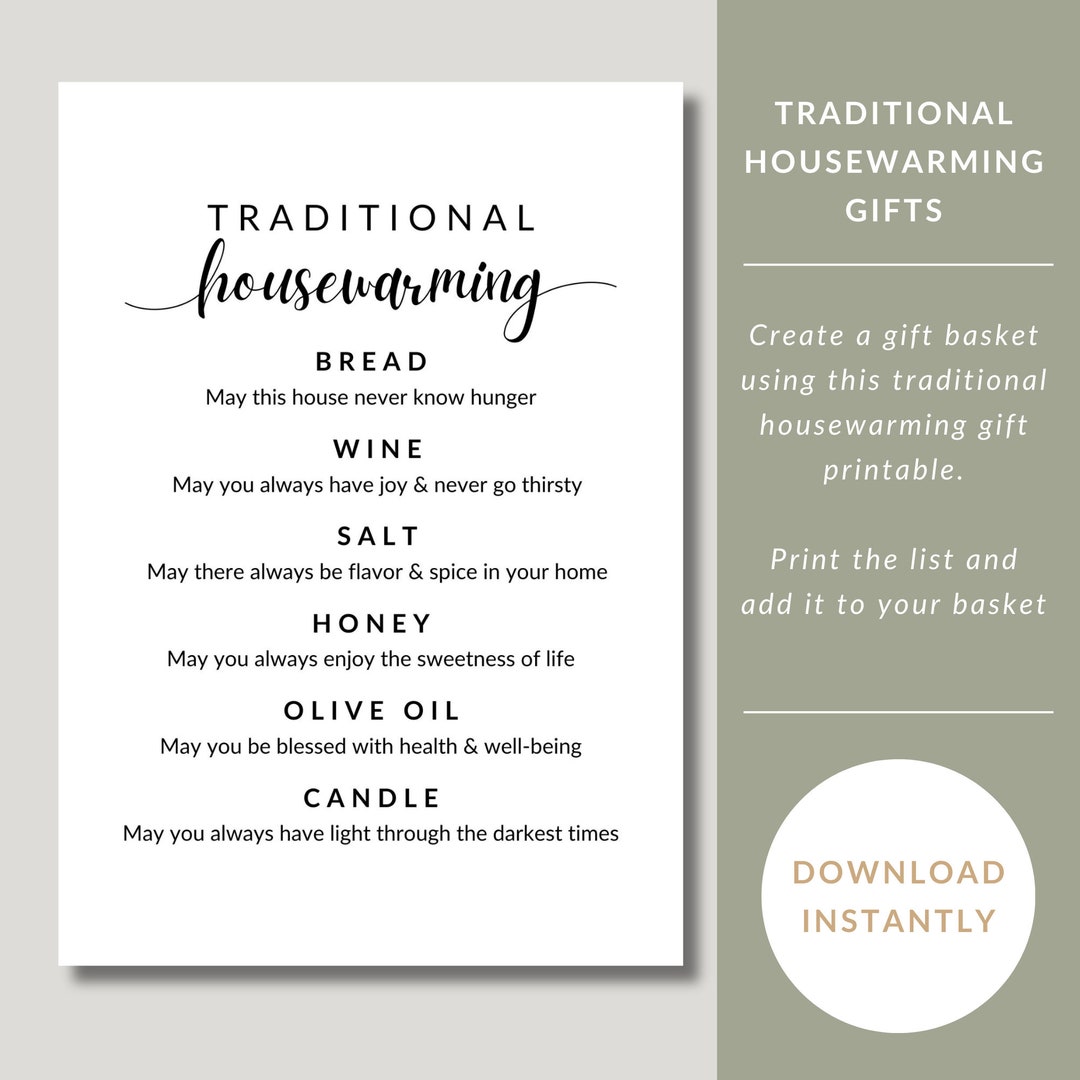 Traditional Housewarming Printable, Gift Basket, Home Blessing. New ...