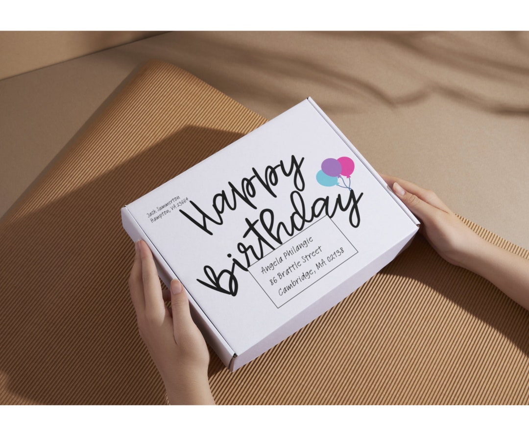 Happy Birthday Parcel Label. A Unique Way to Address Your Gift. College ...