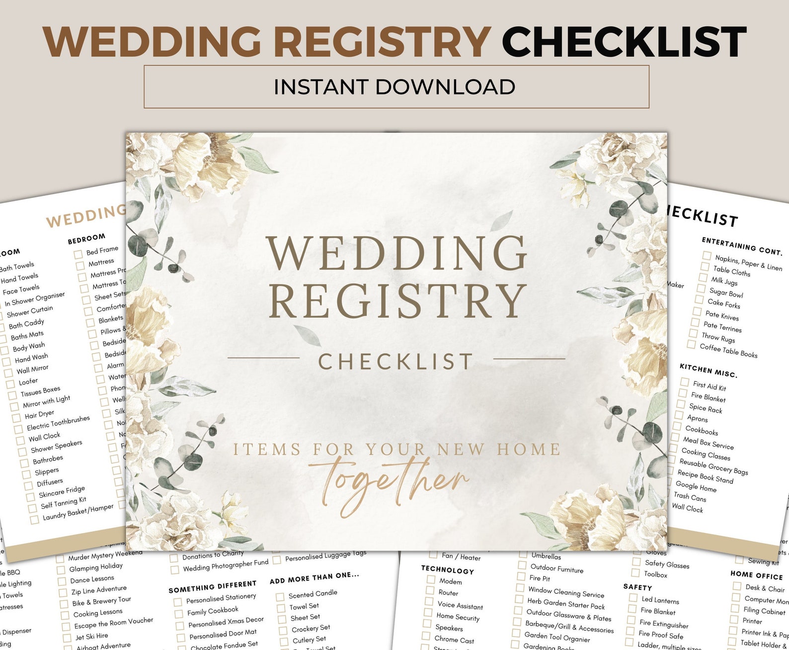 Modern Wedding Registry Planner | Checklist, Q&A and Gift Ideas PDF - Etsy