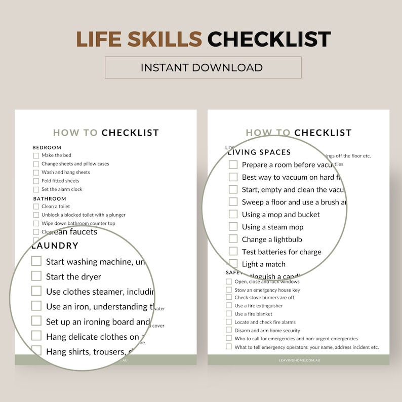Life Skills Checklist for Teens: Moving Out of Home (PDF) - Etsy