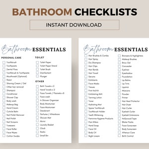 Bathroom Essentials Printable Checklist. A List of the Things You Need ...